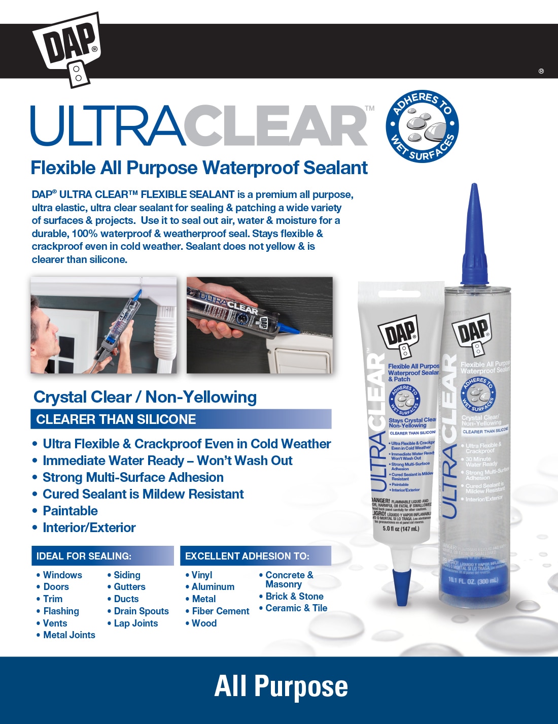 DAP Ultra Clear 5 oz. All Purpose Waterproof Sealant 18387 - The Home Depot