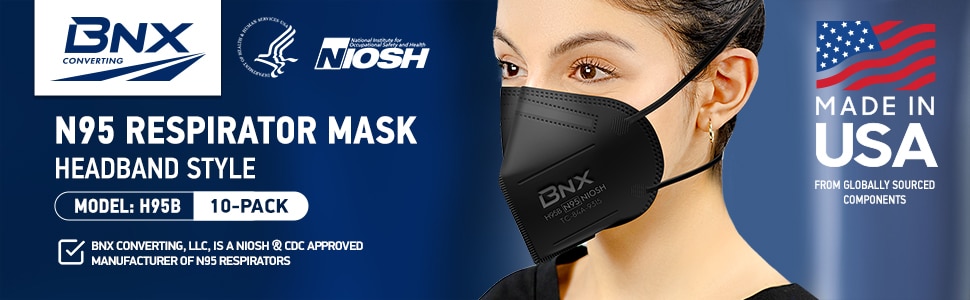 BNX 10-Pack N95 Mask Black Respirator, NIOSH Approval # TC-84A-9315 ...
