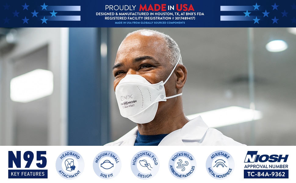BNX N95 Mask NIOSH Certified N95 Respirator, Approval # TC-84A-9362 ...
