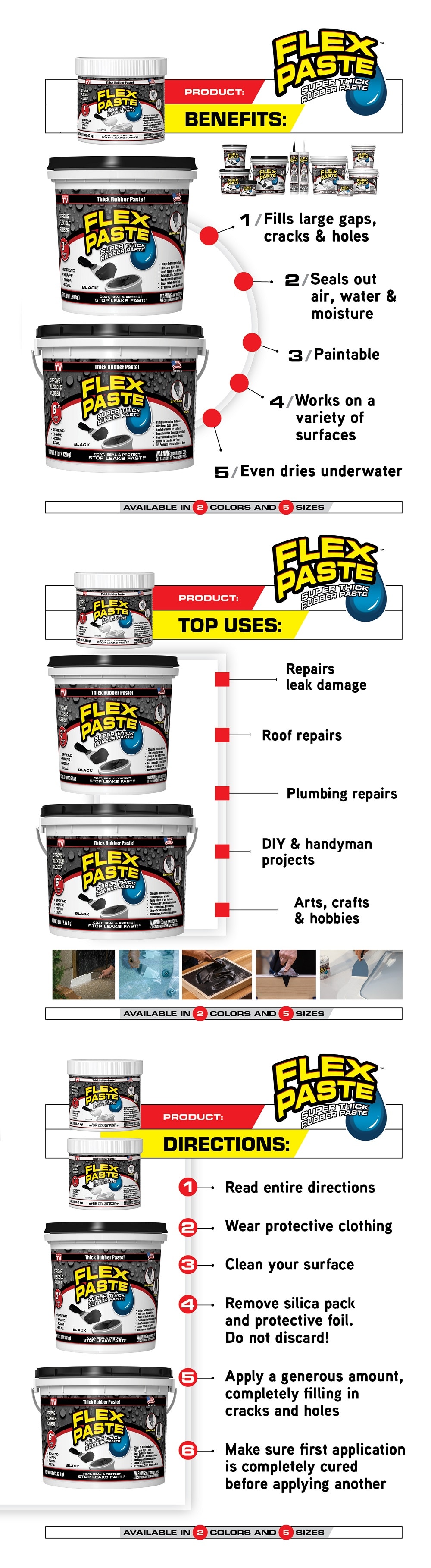 FLEX SEAL FAMILY OF PRODUCTS Flex Paste 9 fl. oz. Black All Purpose ...