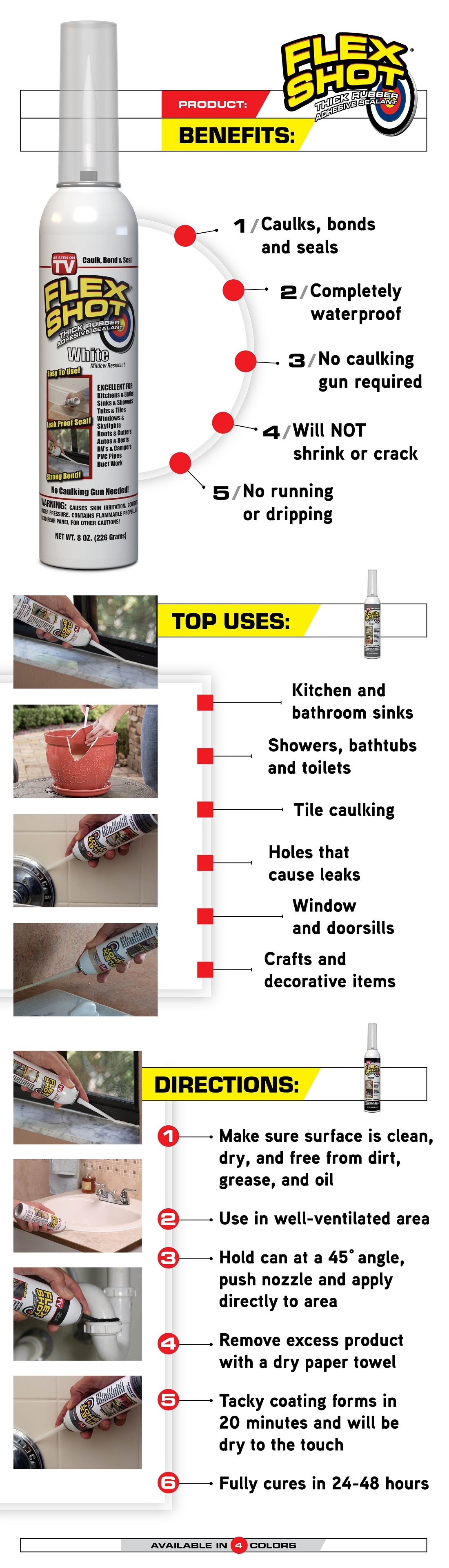 FLEX SEAL FAMILY OF PRODUCTS Flex Shot Clear 8 fl. oz. Thick Rubber ...