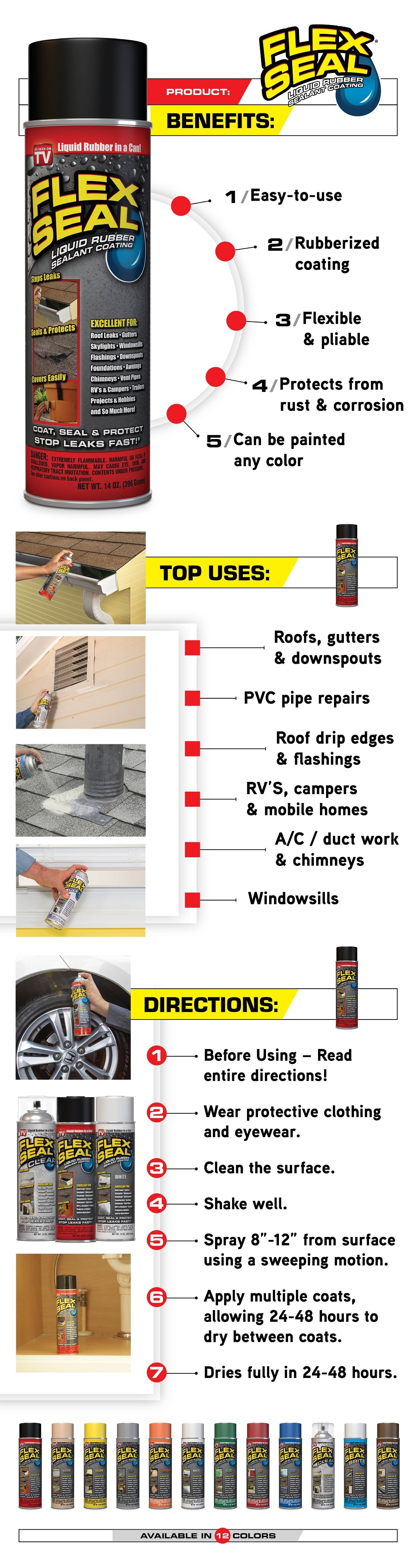 FLEX SEAL FAMILY OF PRODUCTS Flex Seal Clear 14 oz. Aerosol Liquid ...