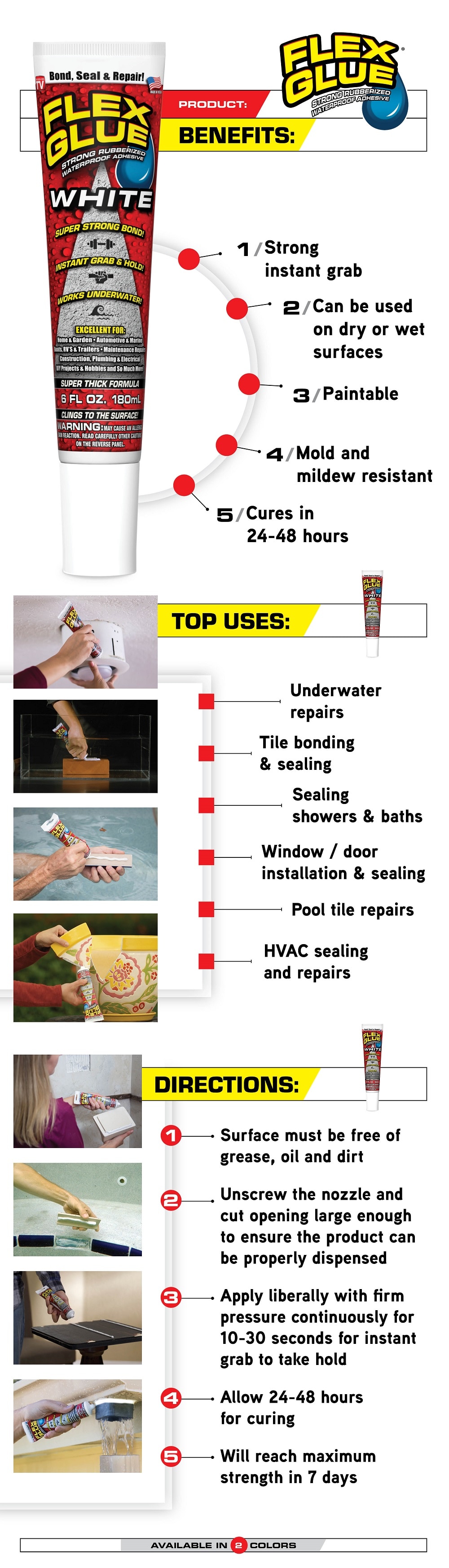 FLEX SEAL FAMILY OF PRODUCTS Flex Glue White 6 oz. Pro-Formula Strong ...