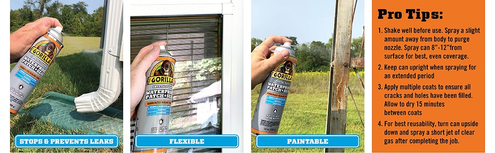 Gorilla 14 oz. Waterproof Patch and Seal Clear Spray Paint 104056 - The ...