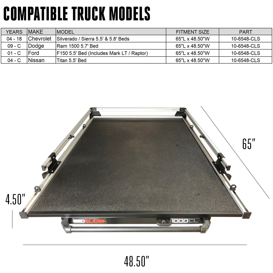 BEDSLIDE 1000 lbs. Capacity 75% Extension Truck, Van and SUV Slide Out ...