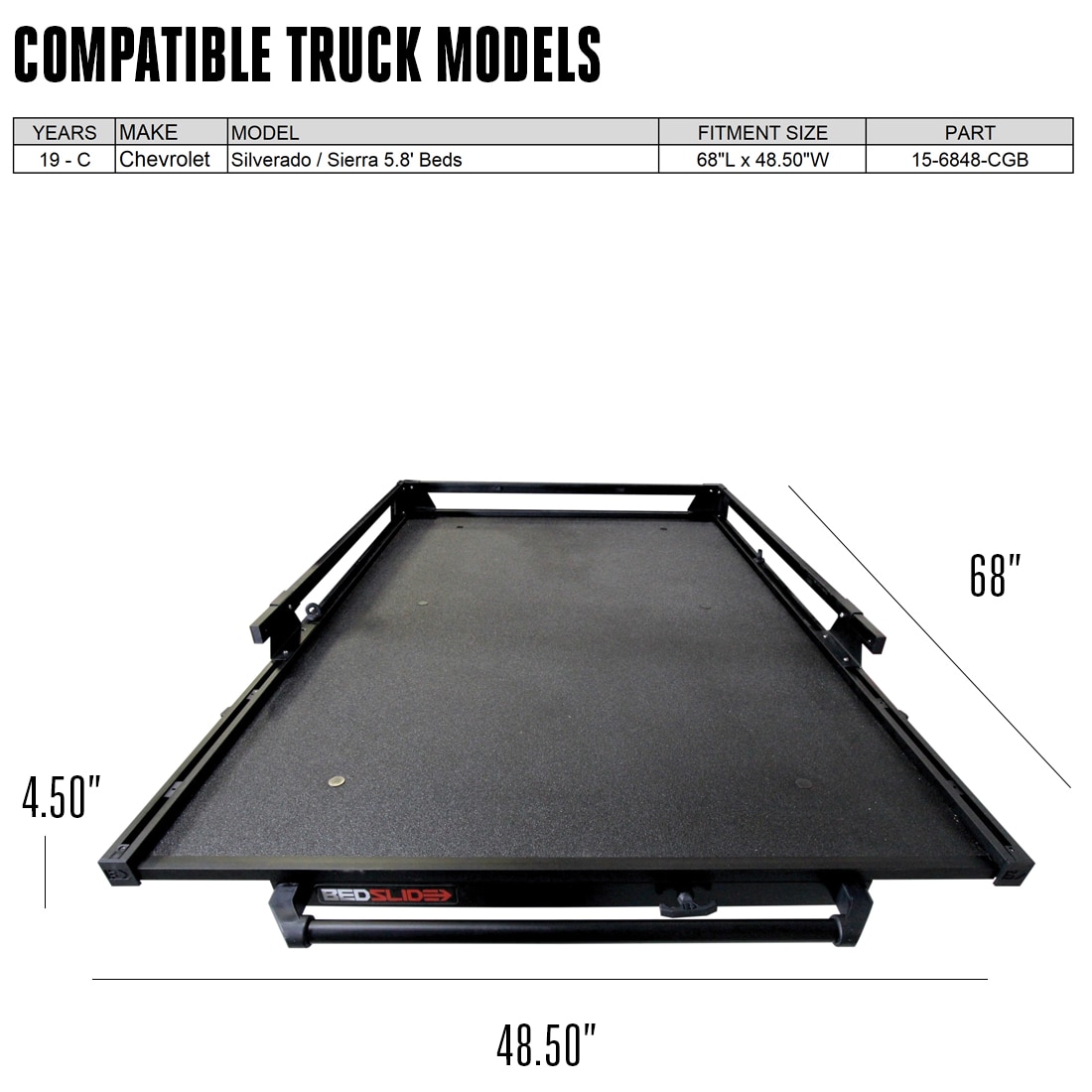 BEDSLIDE 1500 lbs. Capacity 75% Extension Truck, Van and SUV Slide Out ...