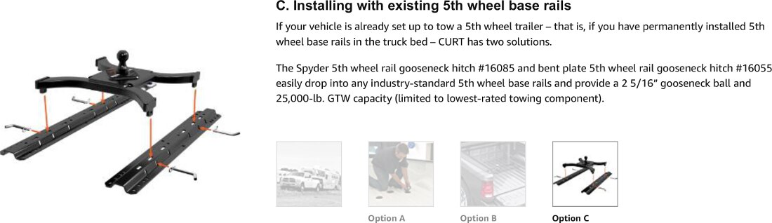CURT Double Lock EZr Gooseneck Install Brackets, Select Silverado ...