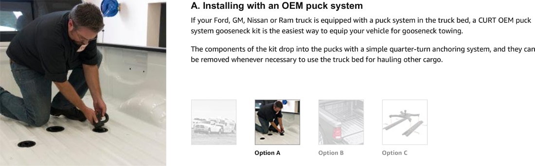 CURT OEM Puck System 2-5/16" Gooseneck Ball & Safety Chain Anchor Kit ...