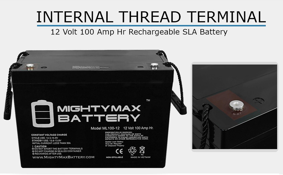 MIGHTY MAX BATTERY 12-Volt 100Ah Battery for REC SOLAR Solar Panels ...
