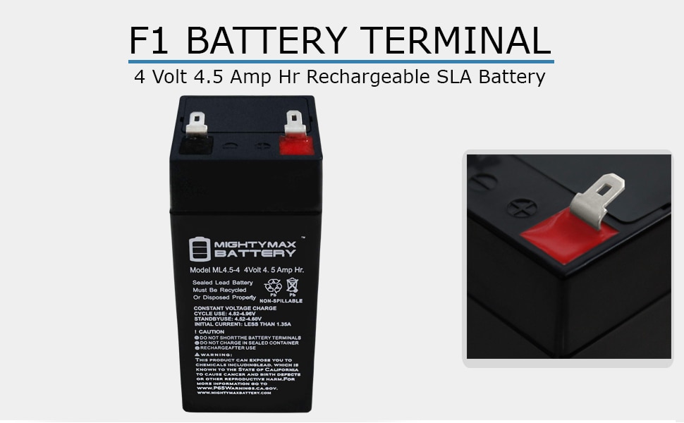 MIGHTY MAX BATTERY 4-Volt 4.5 Ah Rechargeable Sealed Lead Acid (SLA ...