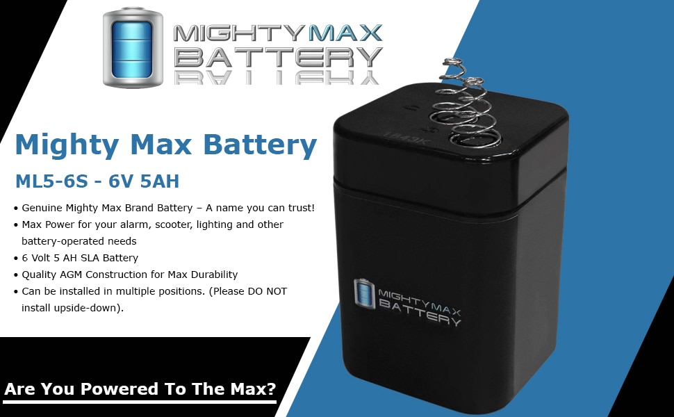 MIGHTY MAX BATTERY 6-Volt 5 Ah Lantern Rechargeable Sealed Lead Acid ...