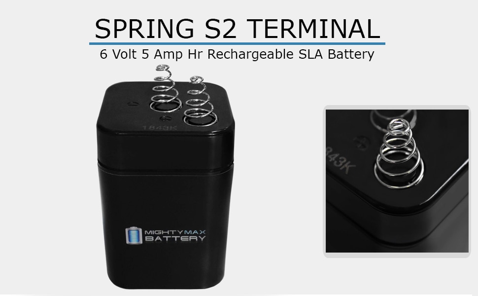 MIGHTY MAX BATTERY ML5-6S-6 Volt 5 AH, Spring S2 Terminal, Rechargeable ...