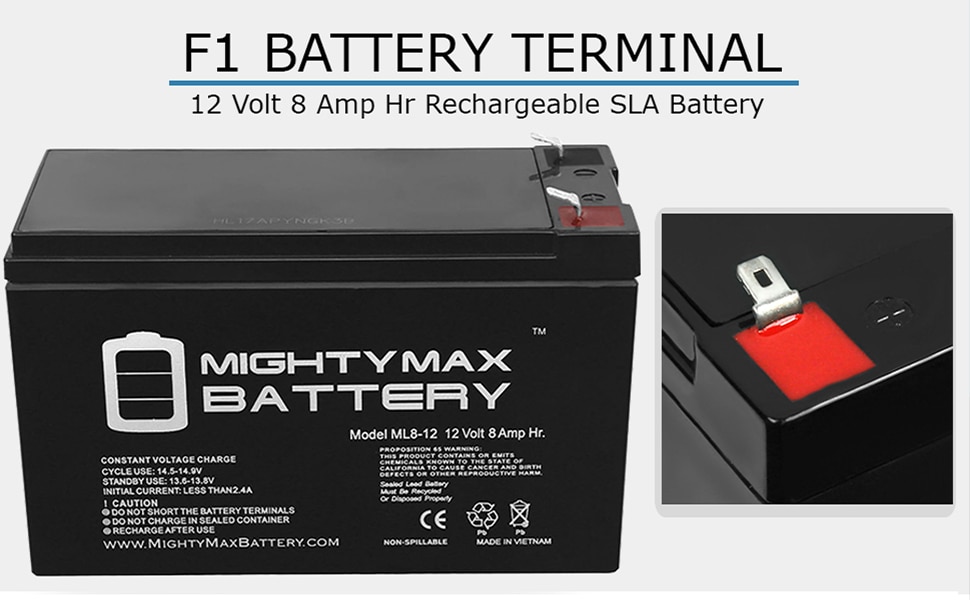 MIGHTY MAX BATTERY 12-Volt 8Ah UPS Backup Battery Replaces CSB GP1270F2 ...