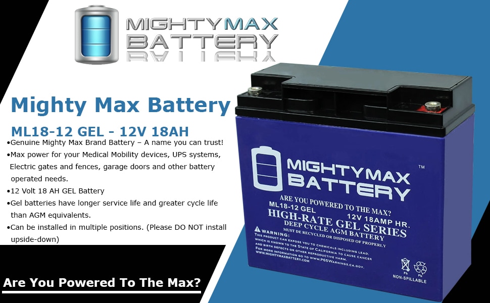 MIGHTY MAX BATTERY 12V 18AH GEL Replacement Battery for Champion ...
