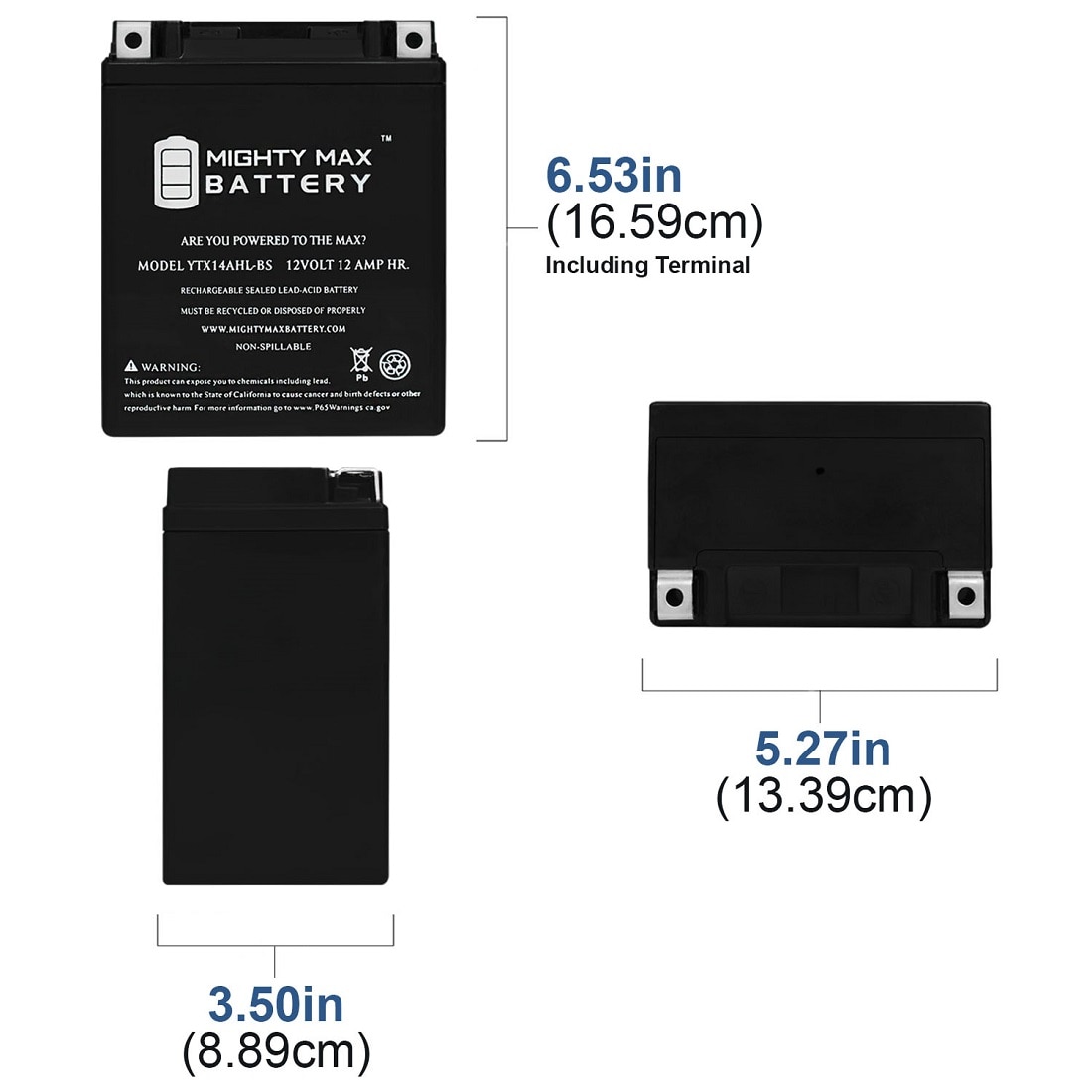 MIGHTY MAX BATTERY YTX14AHL 12-Volt 12Ah Battery for Kawasaki 650 KL650 ...