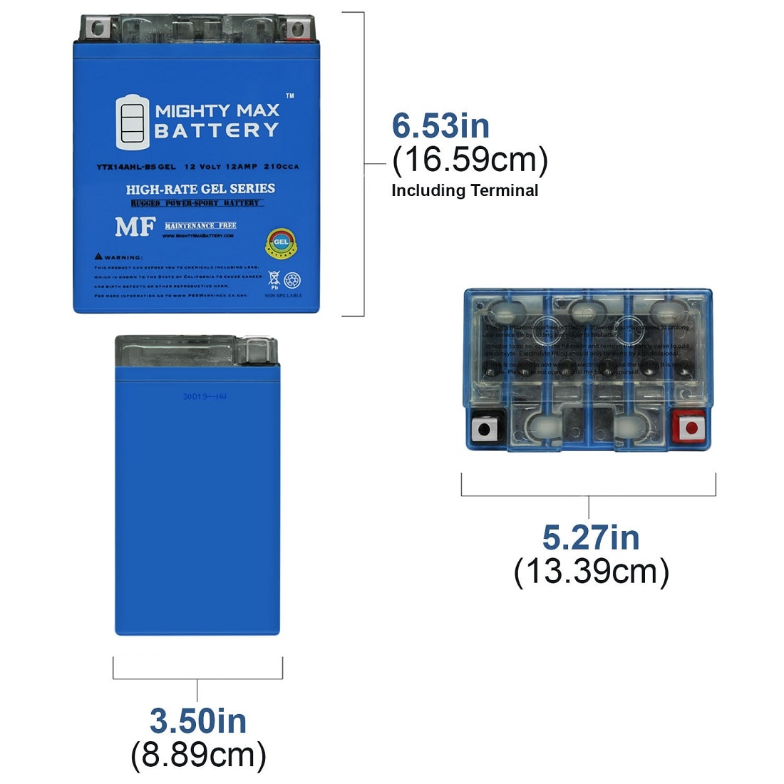 MIGHTY MAX BATTERY YTX14AHL Gel Battery Replacement for Kawasaki Vulcan ...