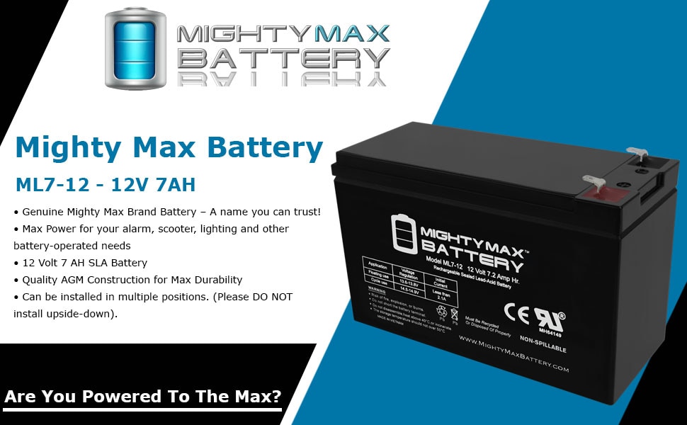 MIGHTY MAX BATTERY 12-Volt 7Ah F2 Replacement Battery for Ion Road ...