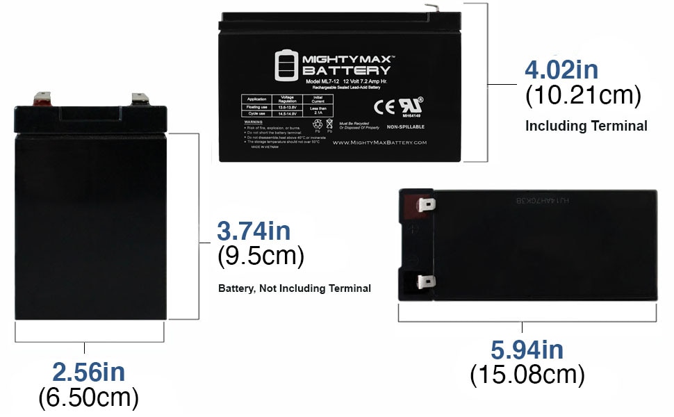 MIGHTY MAX BATTERY 12-Volt 7.0Ah Battery for Mighty Mule NP7-12 12-Volt ...