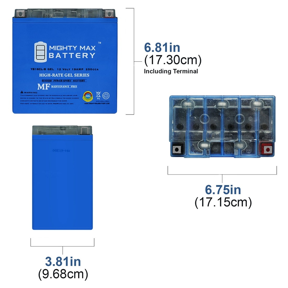 MIGHTY MAX BATTERY YB16CL-B GEL 12-Volt 19AH Replacement Battery ...