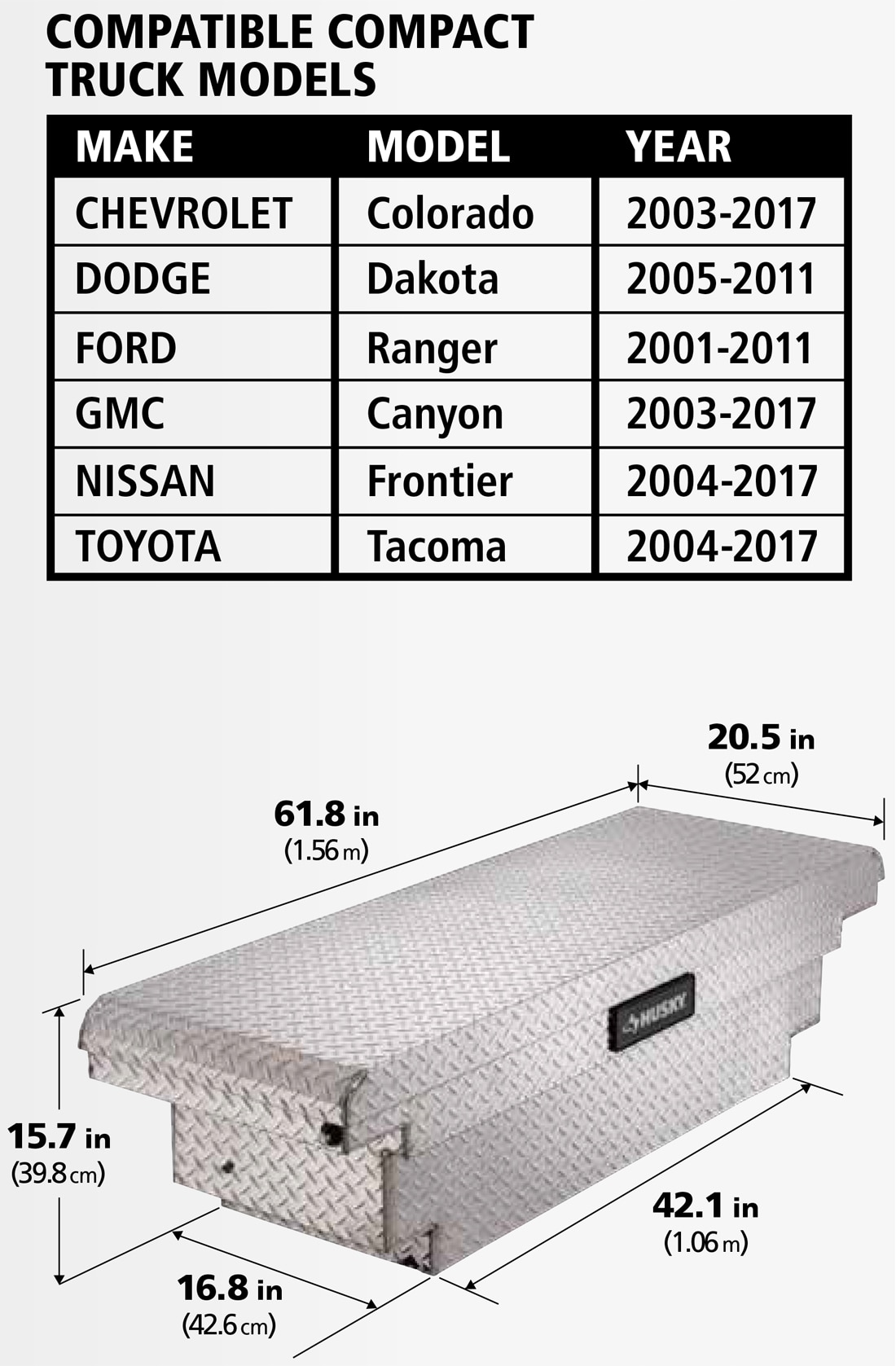 Husky 61.86 in. Matte Black Aluminum Low Profile Mid-Size Crossbed ...