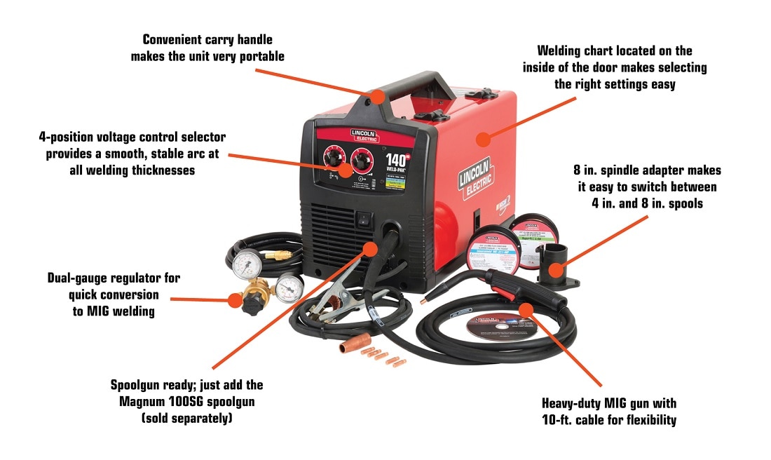 Lincoln Electric 140 Amp Weld Pak 140 HD MIG Wire Feed Welder with ...