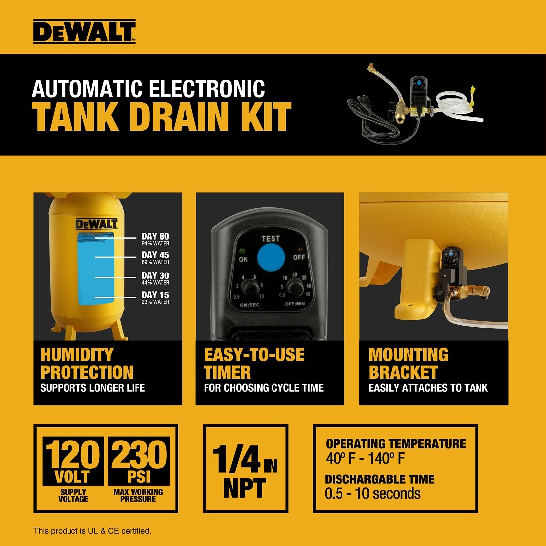DEWALT Automatic Electronic Tank Drain Kit DXCM072-0030 - The Home Depot