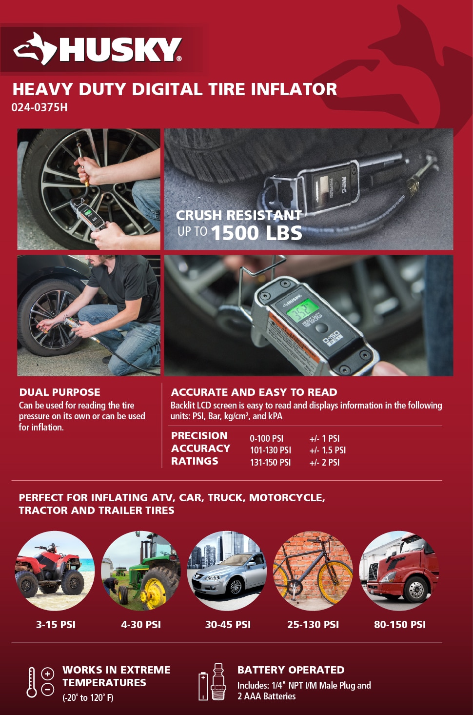 Husky Heavy Duty Digital Tire Inflator 024-0375H - The Home Depot