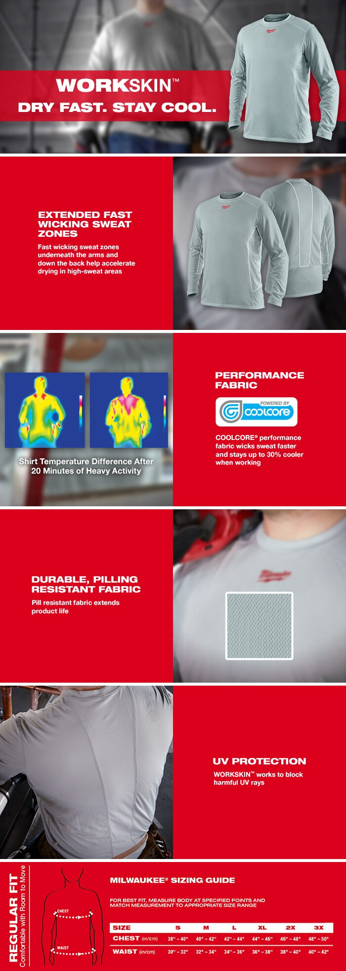 Milwaukee Men's Extra Large Work Skin Gray Long Sleeve Light Weight ...