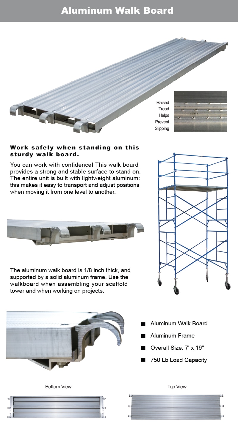 PRO-SERIES 7 ft. x 1.5 ft. x .19 ft. Aluminum Scaffold Walk Board GSAPB ...