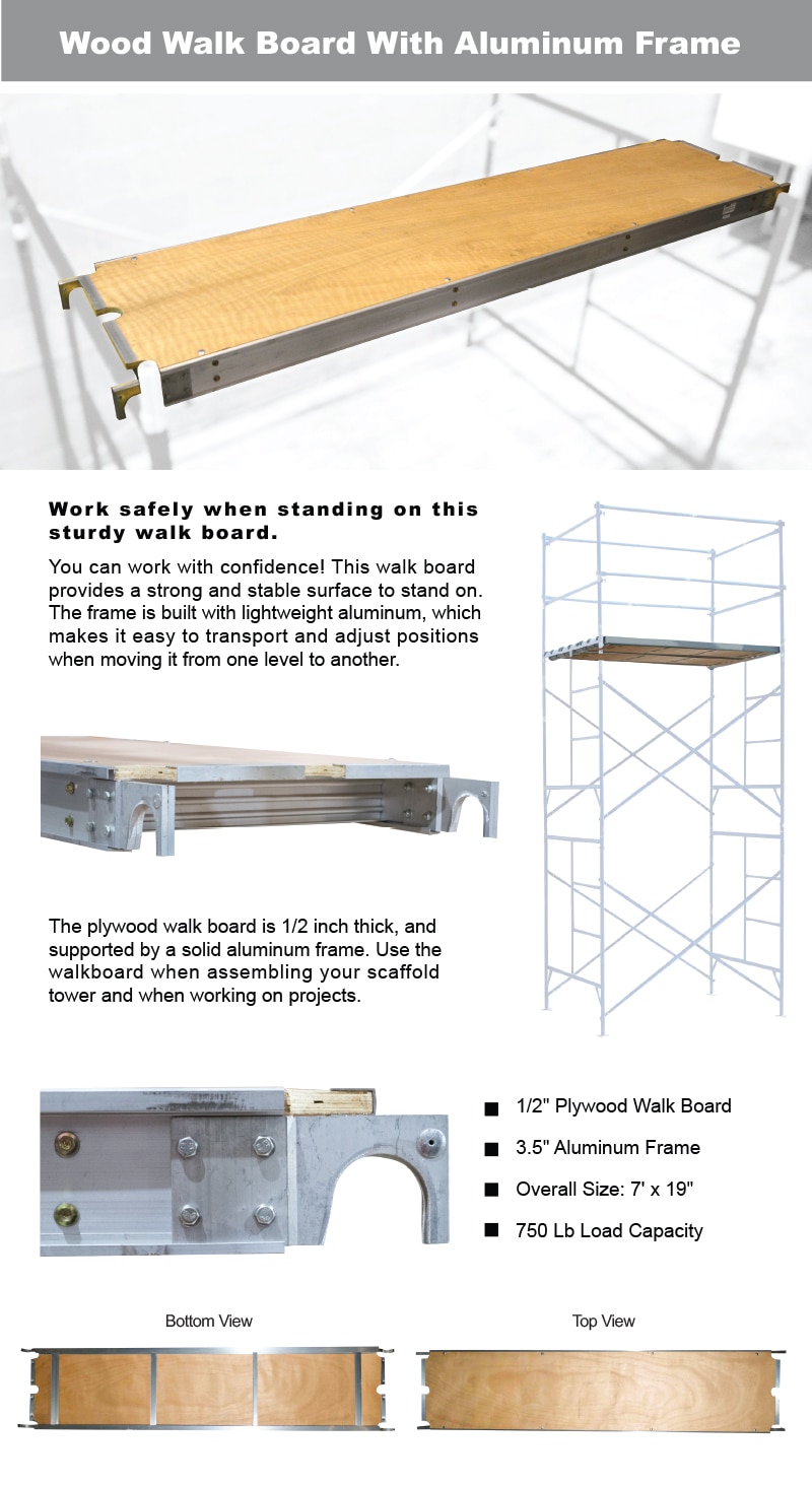 PRO-SERIES 7 ft. x 19 in. Aluminum Frame Wooden Walk Board GSWDB