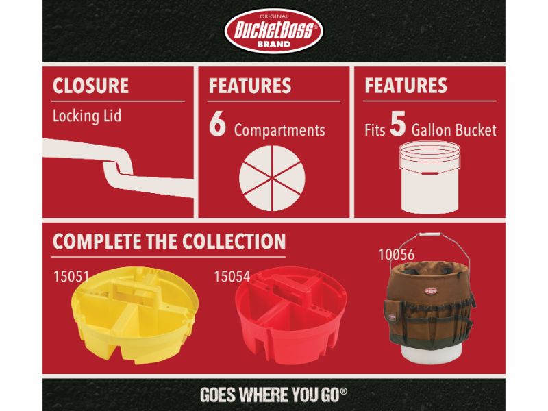 BUCKET BOSS 12.25 in. 5 Gal. Bucket Plastic Seat Lid Small Parts ...