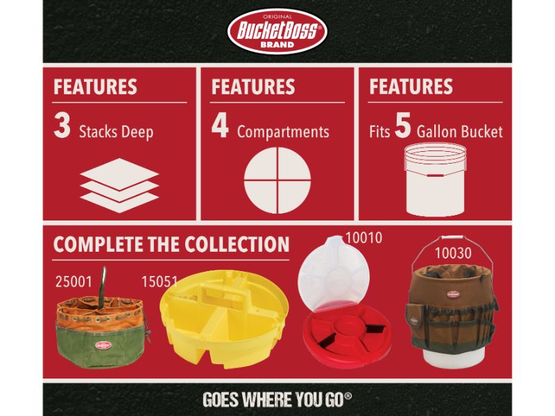 BUCKET BOSS 10.375 in. 4-Compartment Bucket Super Stacker Small Parts ...