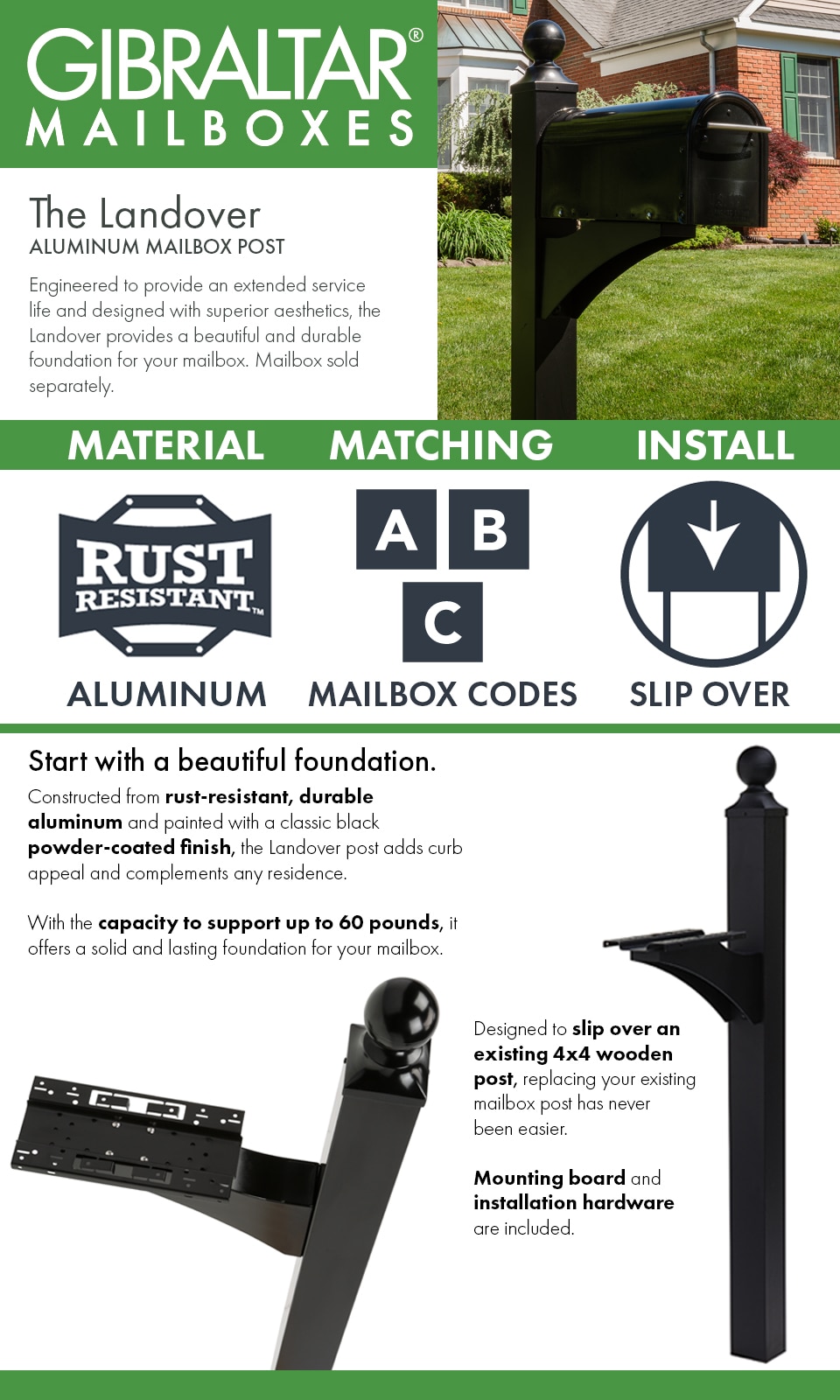 Architectural Mailboxes Landover Aluminum, Crossarm, Mailbox Post ...