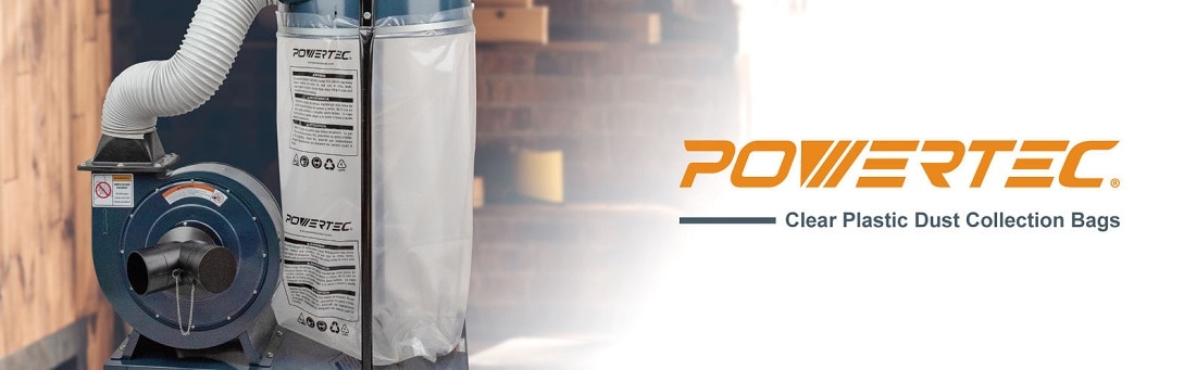 POWERTEC 20 in. Dia x 43 in. Clear Plastic Dust Collection Bag for ...