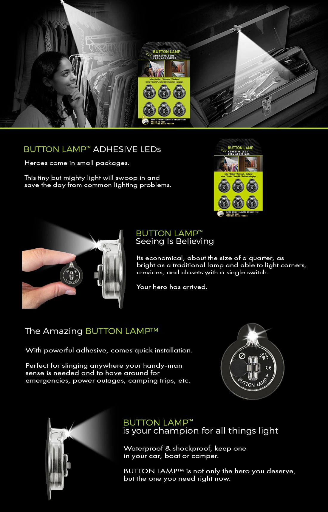 Panther Vision BUTTON LAMP Adhesive LEDs Light Package Lightweight ...