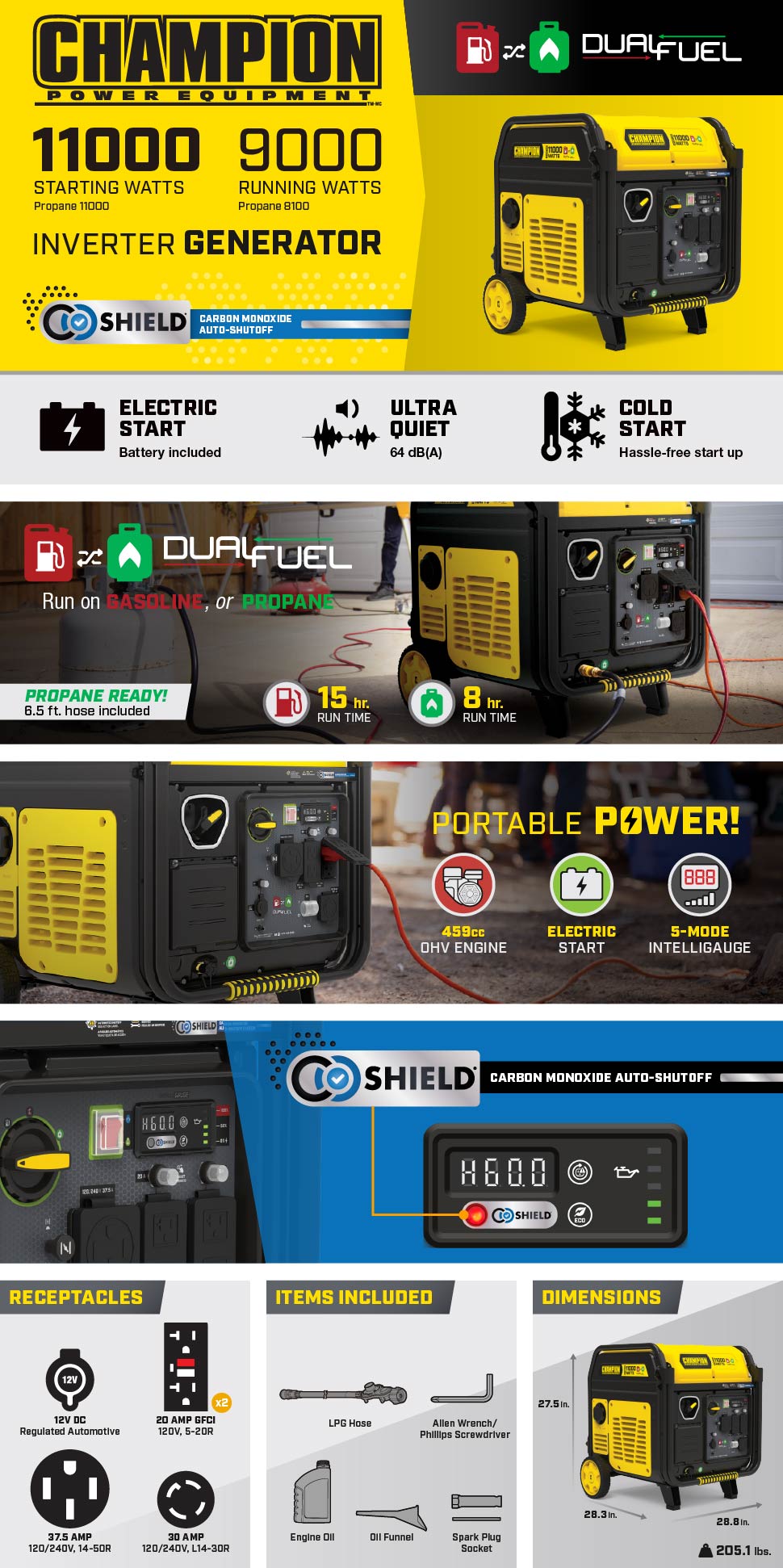 Champion Power Equipment 11,000-Watt Electric Start Gasoline and ...