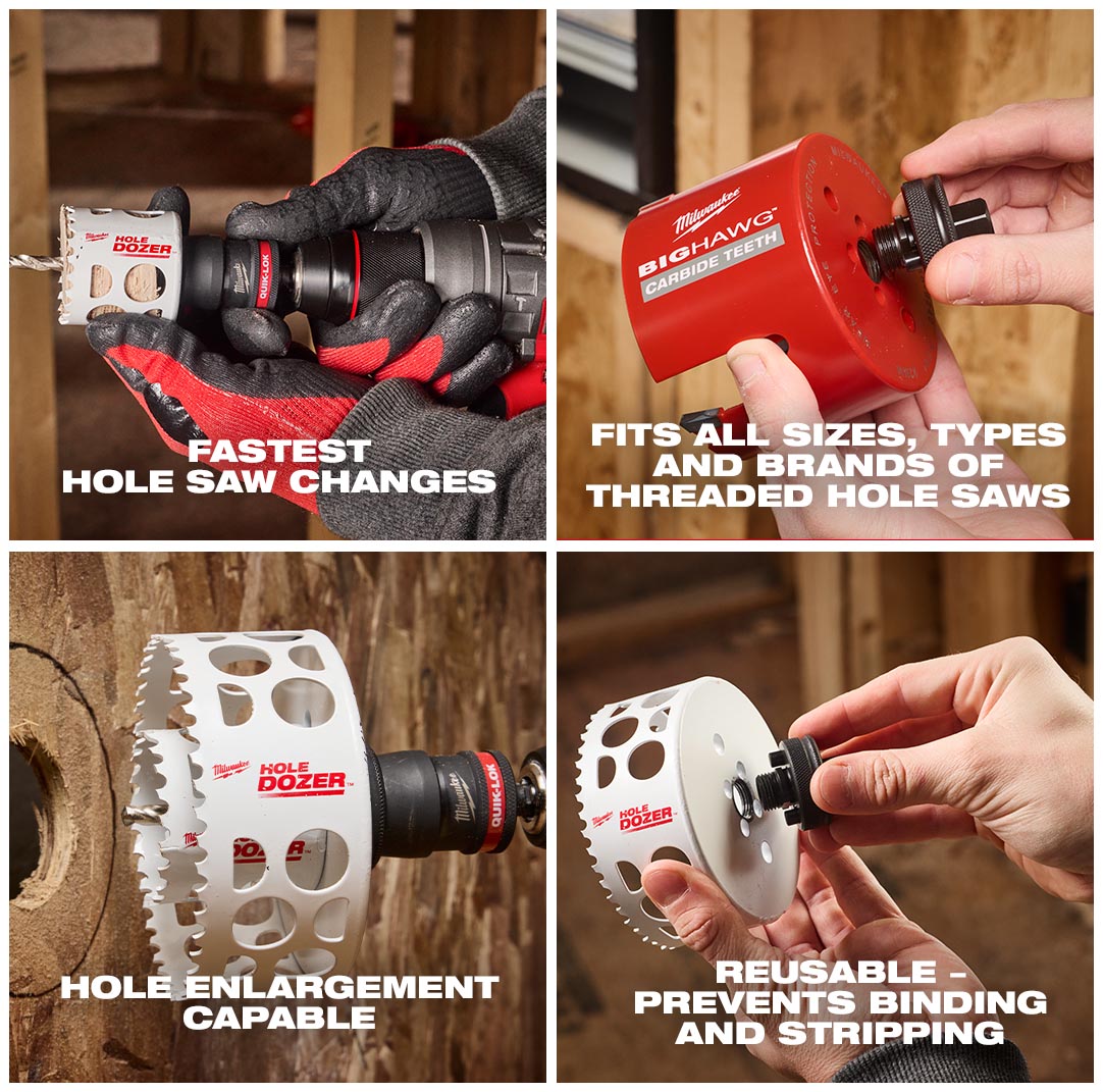 Milwaukee 3/8 in. Shank QUIK-LOK Hole Saw Arbor Set w/ Three Adapters ...