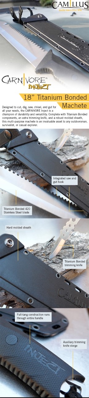 Camillus Carnivore Inject 18 in. Full-Tang Titanium Stainless Steel ...