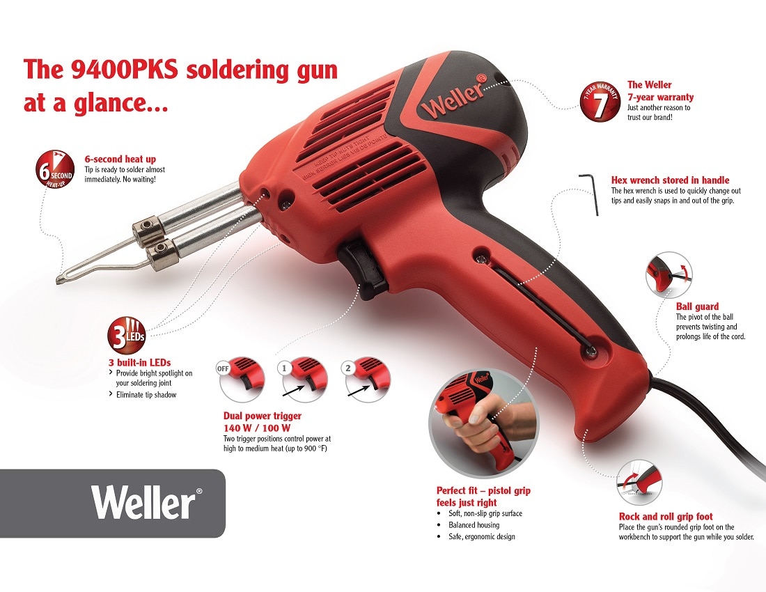 Weller 100-Watt/140-Watt Soldering Gun and Accessory Combo Kit ...