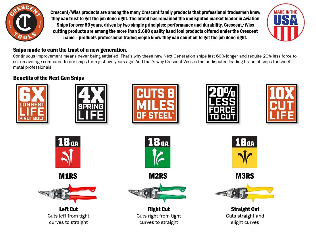 Crescent Wiss 9-3/4 in. Compound Action Straight and Left Cut Aviation ...