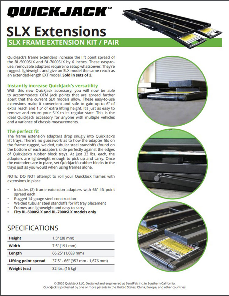 QUICKJACK 5000TL/ 7000TL Frame Extension Kit 5620291 - The Home Depot