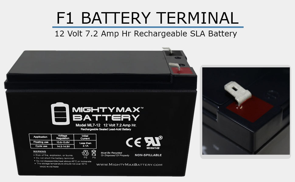 MIGHTY MAX BATTERY 12-Volt 7.2 Ah SLA (Sealed Lead Acid) AGM Type ...