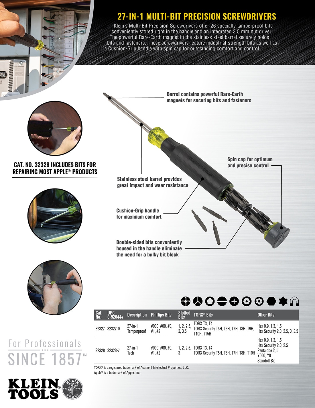 Klein Tools 27-In-1 Multi-Bit Precision Screwdriver with Tamperproof ...