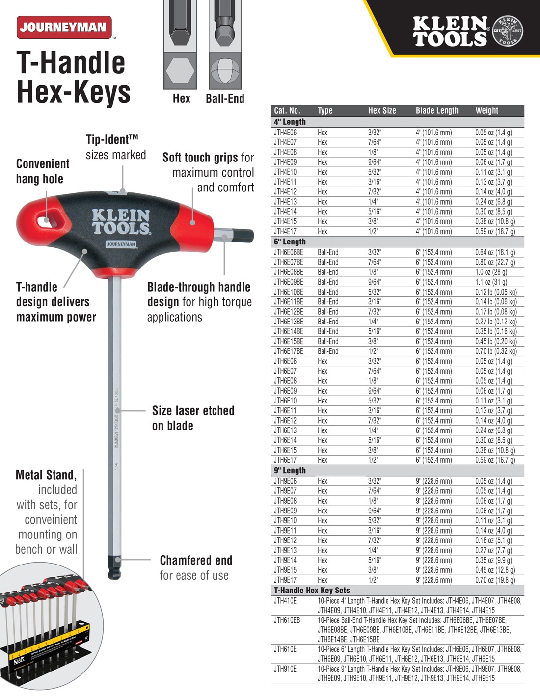 Klein Tools 3/32 in. Journeyman T-Handle Hex Key 6 in. JTH6E06 - The ...