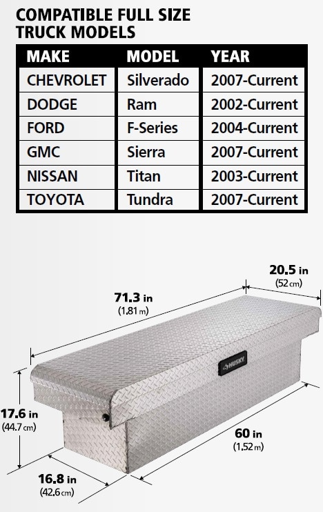 Husky 71.36 in. Diamond Plate Aluminum Full Size Crossbed Truck Tool ...