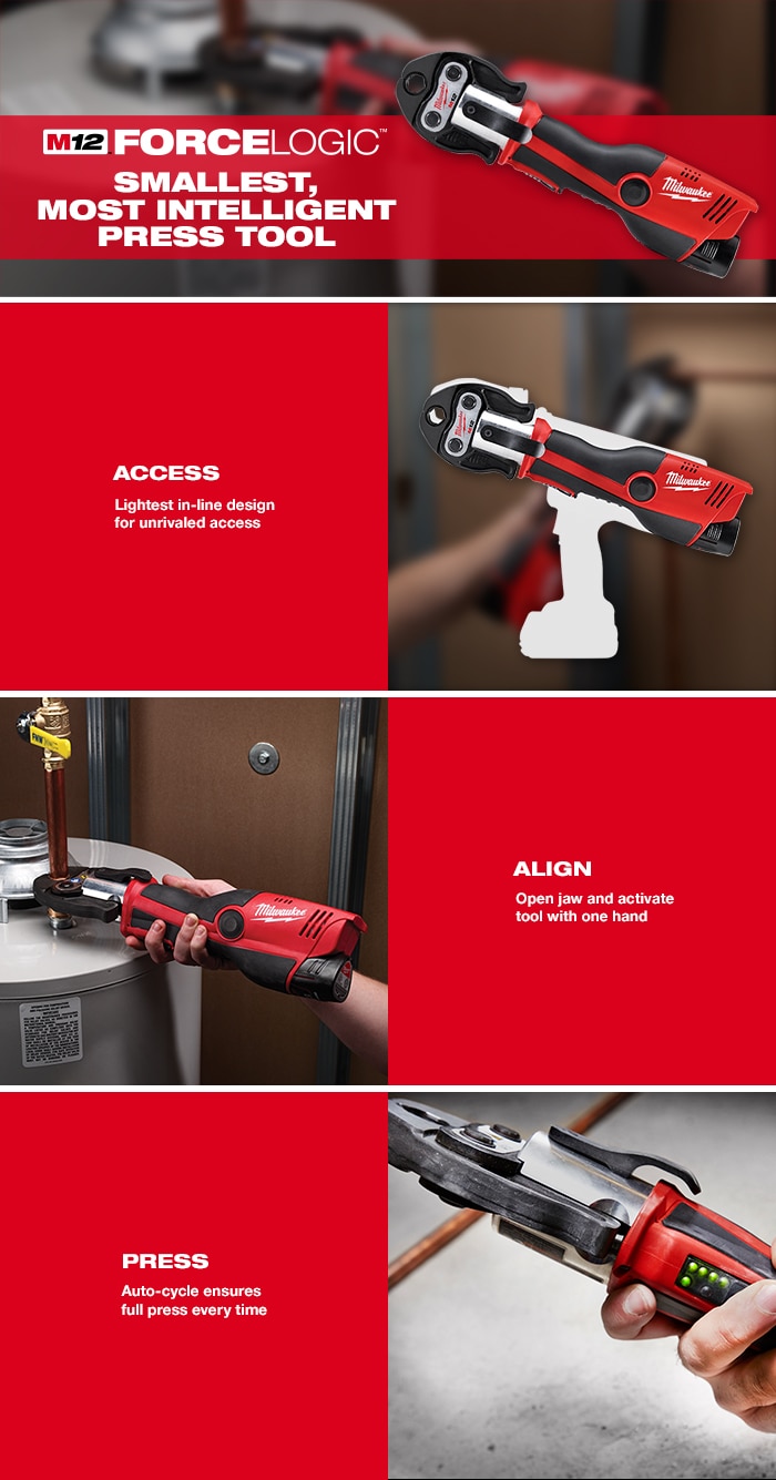 Milwaukee M12 12-Volt Lithium-Ion Force Logic Cordless Press Tool Kit ...