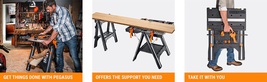 Worx Pegasus Multi-Function Work Table and Sawhorse with Quick Clamps ...