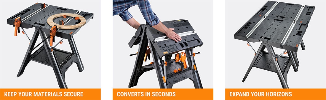 Worx Pegasus Multi-Function Work Table and Sawhorse with Quick Clamps ...