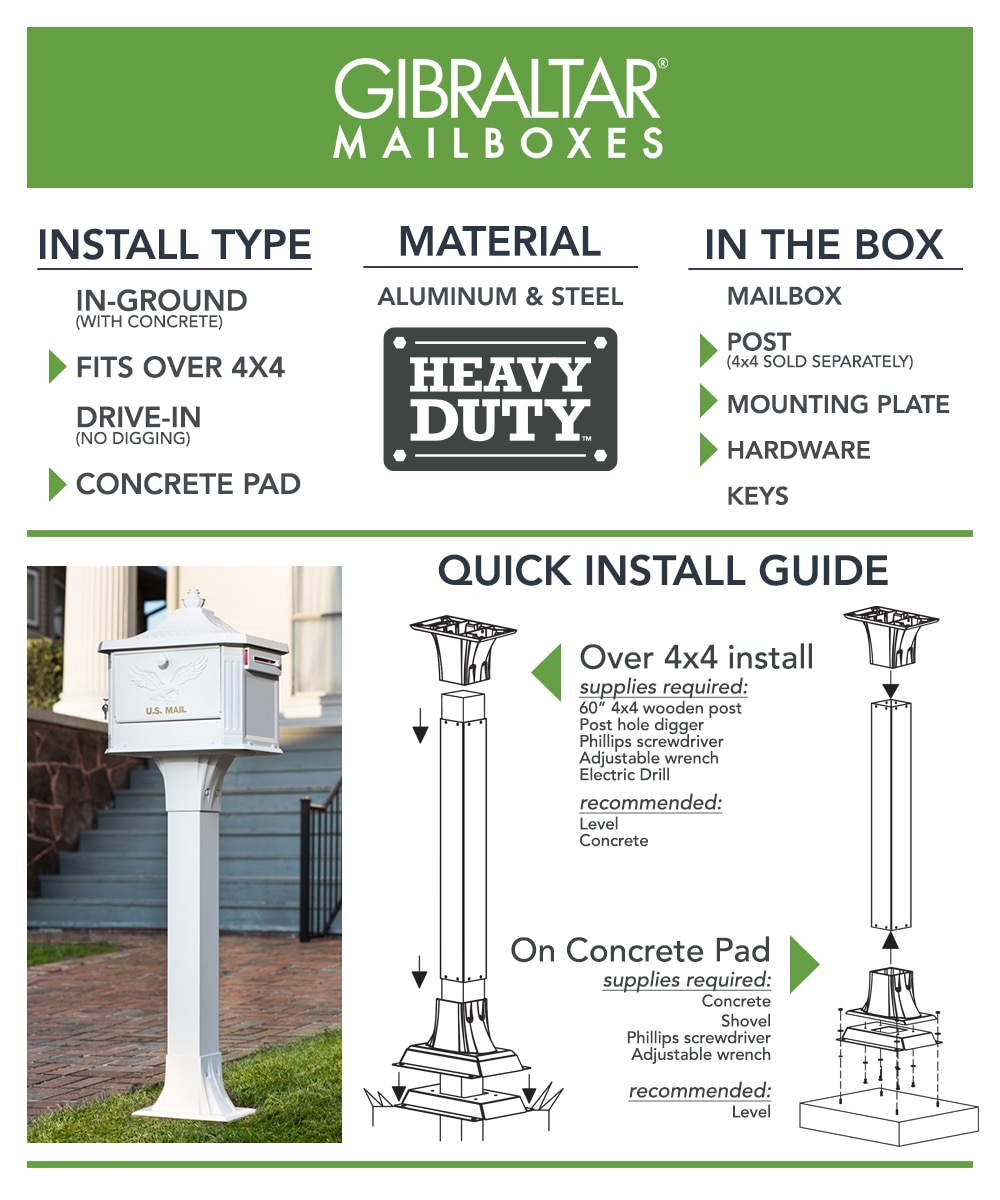 Gibraltar Mailboxes Callaway Adjustable, Aluminum, Top Mount, Mailbox ...