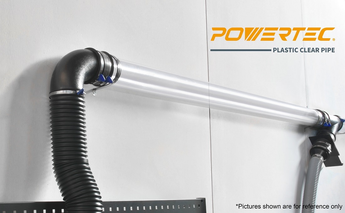 ‎POWERTEC 2-1/2 in. x 36 in. Long Clear Pipe for Dust Collection Hose ...